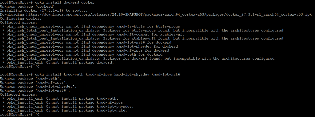 Docker Installation Issue on BPI-R4 Pro with OpenWrt 24.10-SNAPSHOT ...
