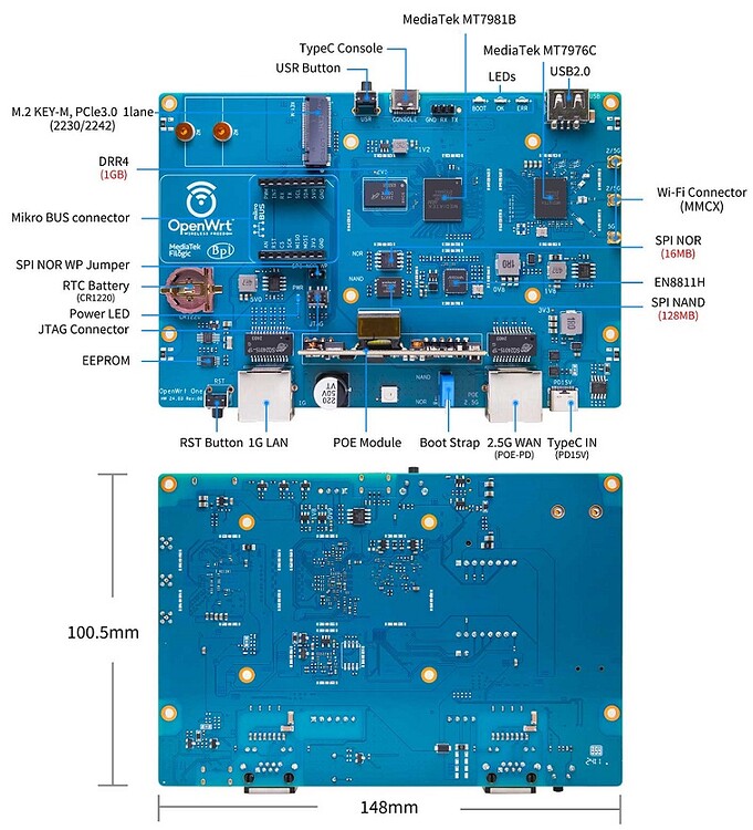 OpenWrt One opensource wifi6 router with Mediatek MT7981B chip ...