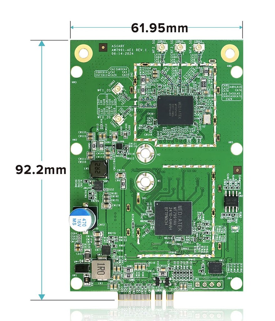 AsiaRF Wifi 7 module AW7991-AE1 - BE5000 NIC - BPI-R4/BPI-R4 Pro(MT7988 ...